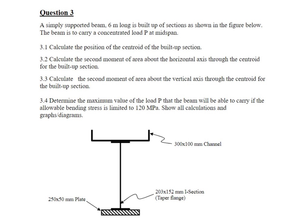 Solved Question 3A simply supported beam, 6 ﻿m long is built | Chegg.com
