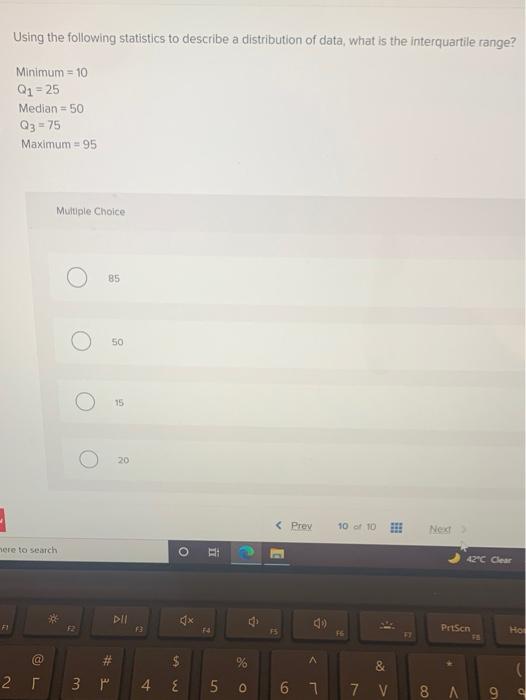 Solved Using the following statistics to describe a | Chegg.com