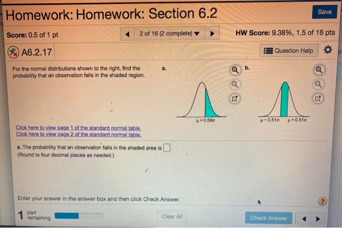 Solved Save Homework Homework Section 6 2 Score 0 5 Of 1