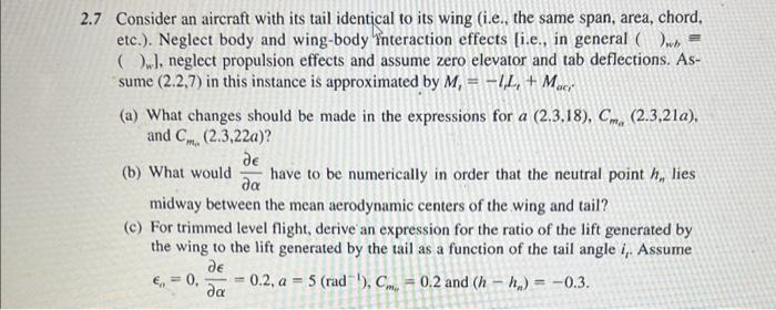 2.7 Consider an aircraft with its tail identical to | Chegg.com