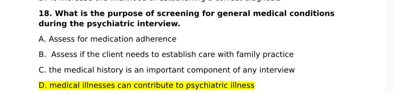 Solved What is the purpose of screening for general medical | Chegg.com