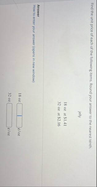 Solved Find the unit price of each of the following items. | Chegg.com