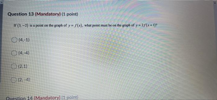 Solved Question 12 (Mandatory) (1 point) Saved Given that | Chegg.com
