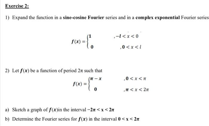 Solved 1) Expand the function in a sine-cosine Fourier | Chegg.com