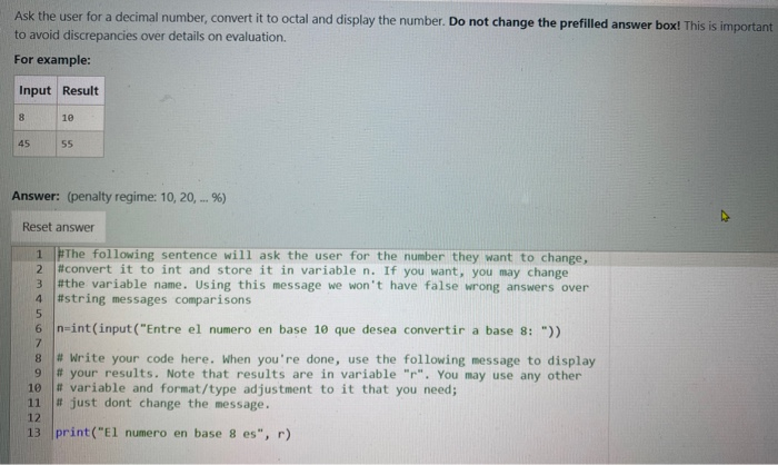 Solved This program should ask the user for a decimal | Chegg.com