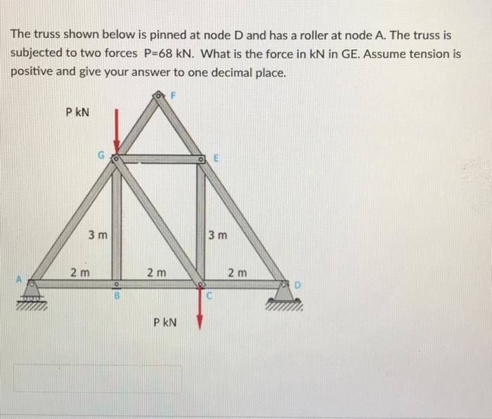 Solved The truss shown below is pinned at node D and has a | Chegg.com