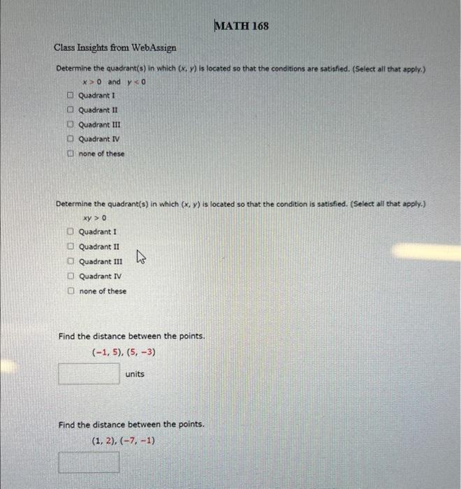 Solved Class Insights from WebAssign Determine the | Chegg.com