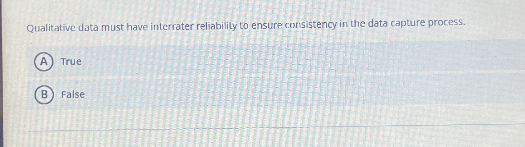 Solved Qualitative data must have interrater reliability to | Chegg.com