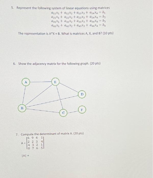Solved 5. Represent the following system of linear equations | Chegg.com