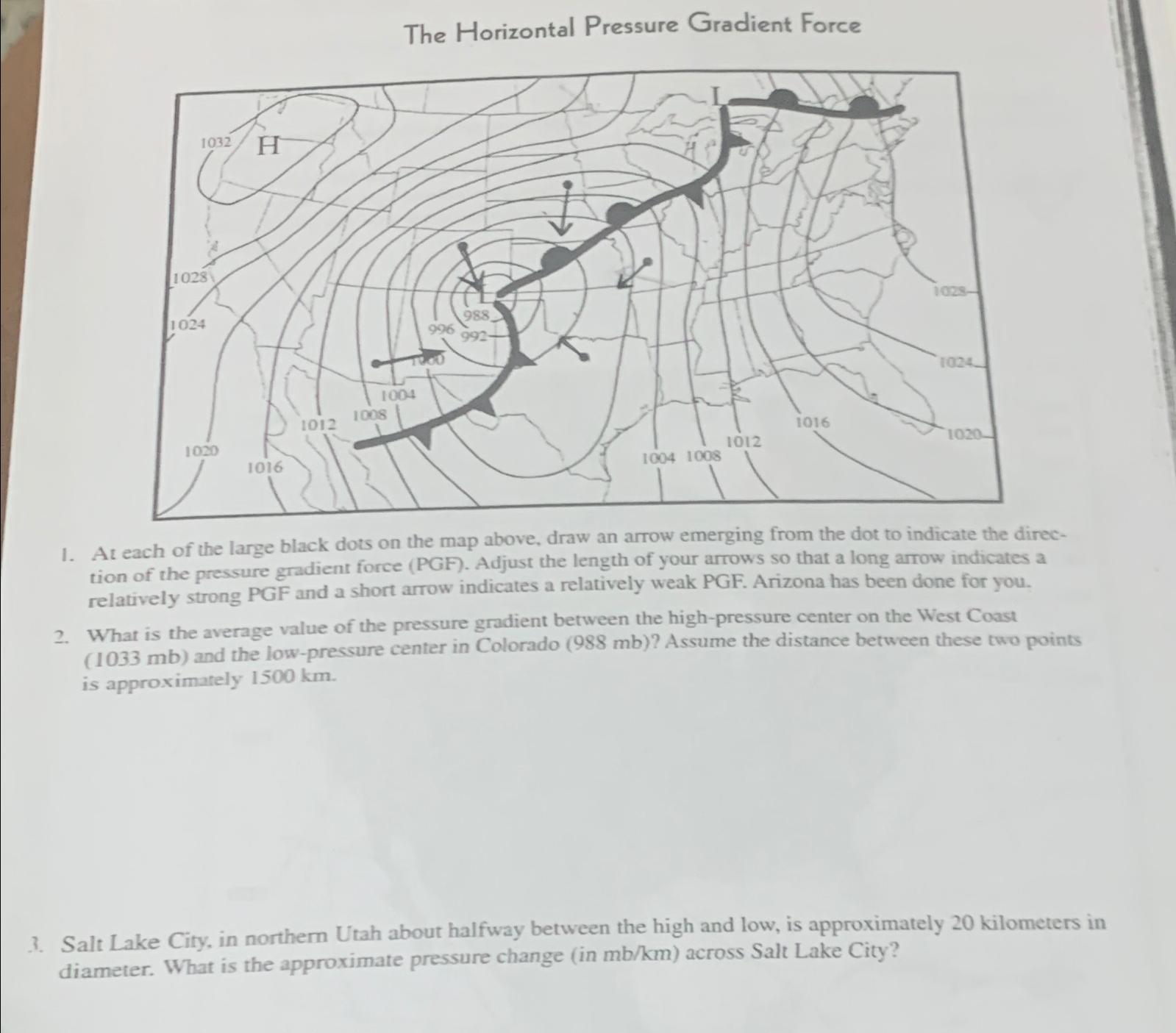 Solved The Horizontal Pressure Gradient ForceAt each of the | Chegg.com