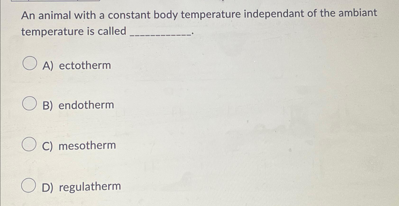 Solved An animal with a constant body temperature | Chegg.com