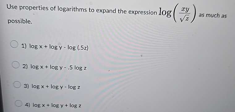 Solved Use properties of logarithms to expand the expression | Chegg.com
