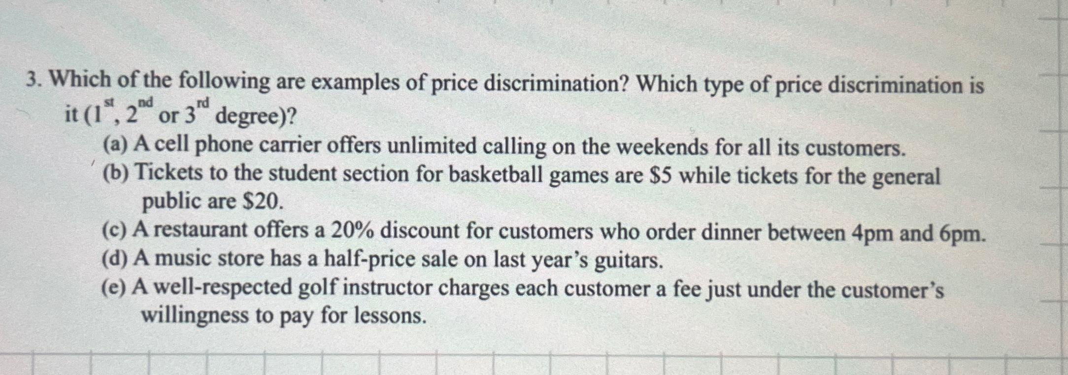 Solved Which of the following are examples of price | Chegg.com