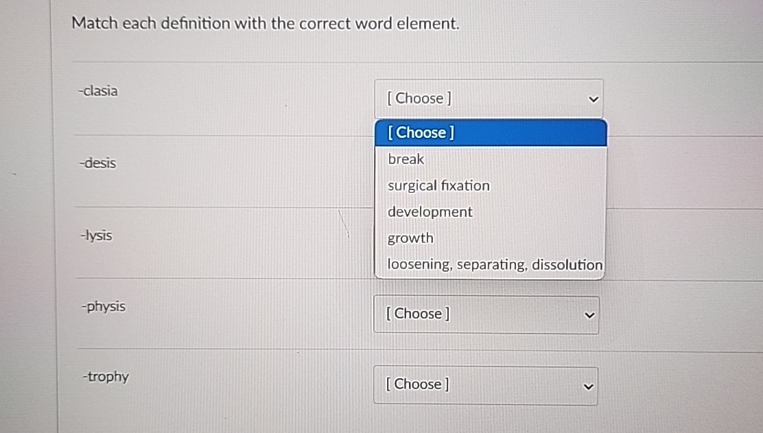 Solved Match each definition with the correct word | Chegg.com