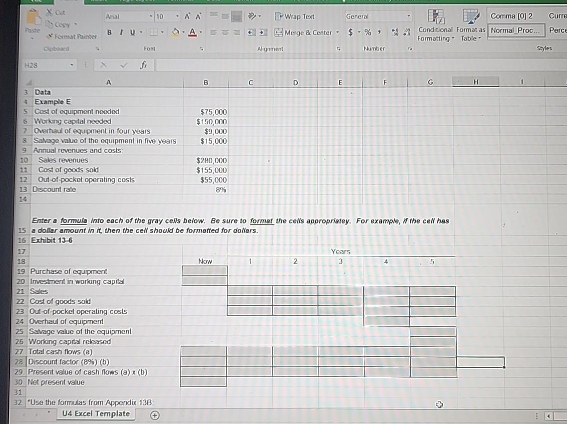 Solved DataExample ECost of equipment neededWorking capital | Chegg.com