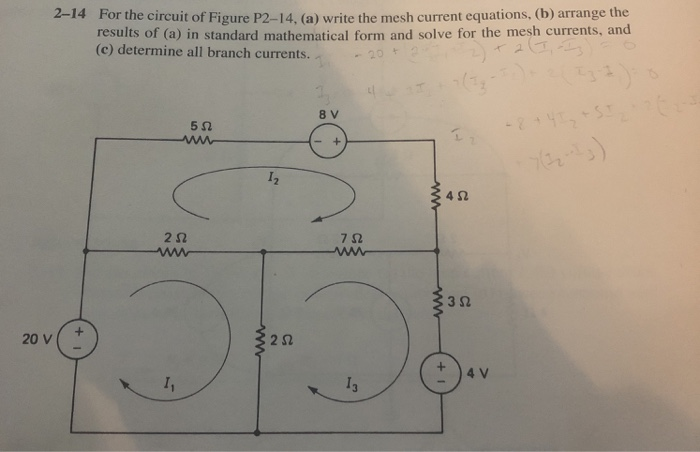 Solved 2-14 For the circuit of Figure P2-14. (a) write the | Chegg.com