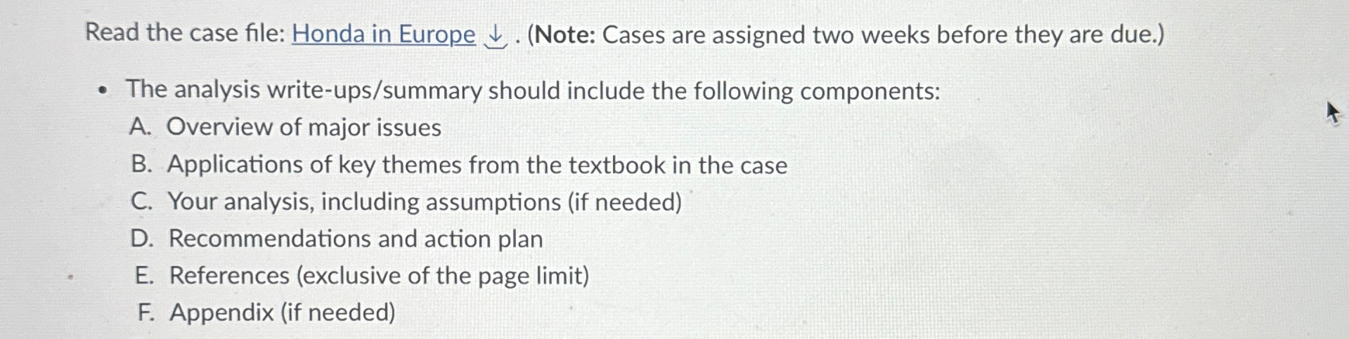 Solved Read the case file: Honda in Europe darr. (Note: | Chegg.com