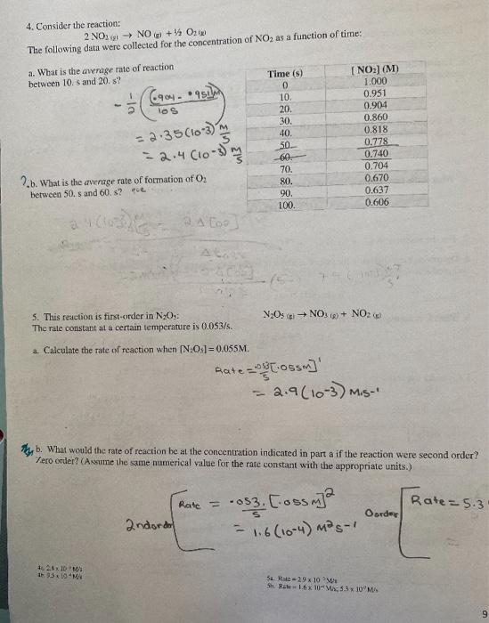 Solved 4. Consider the reaction: 2NO2(s)→NO(g)+1/2O2(2) The | Chegg.com
