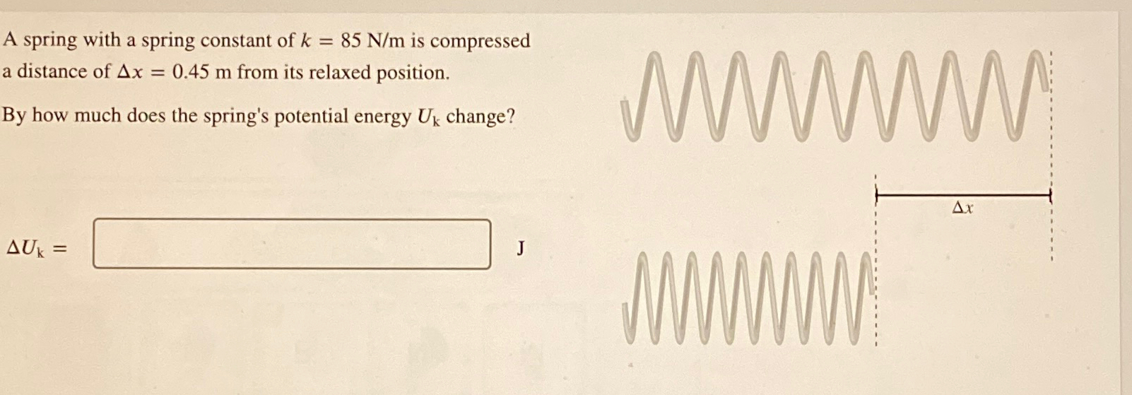 Solved A spring with a spring constant of k=85Nm ﻿is | Chegg.com