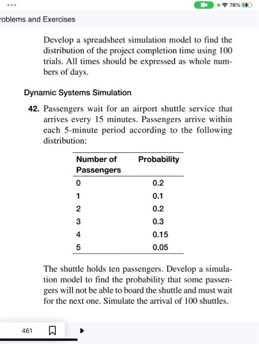 Solved Develop a spreadsheet simulation model to find the | Chegg.com