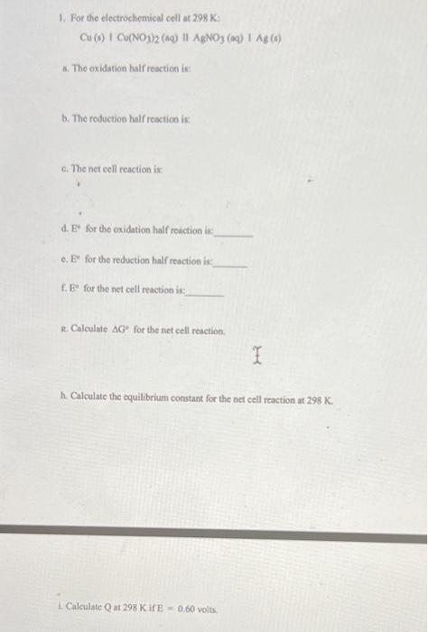 Solved a. The oxidation half reaction is: b. The reduction | Chegg.com