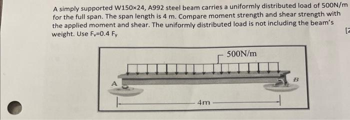 Solved for the full span. The span length is 4 m. Compare | Chegg.com
