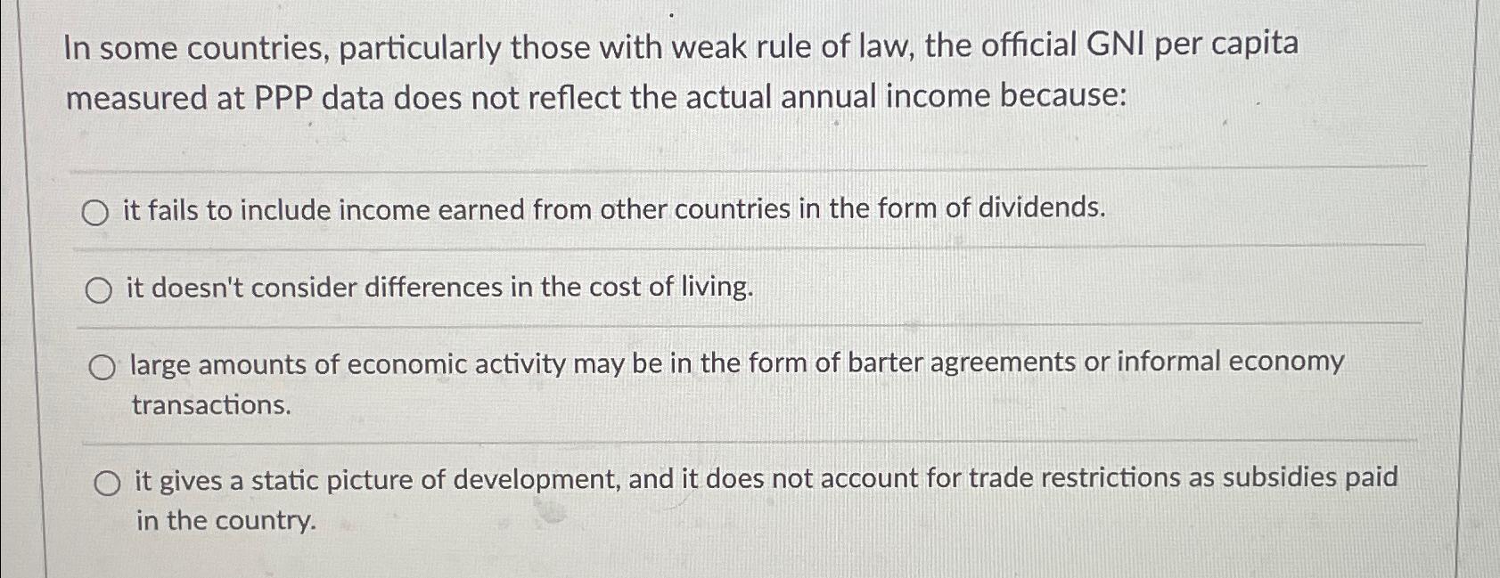 Solved In some countries, particularly those with weak rule | Chegg.com