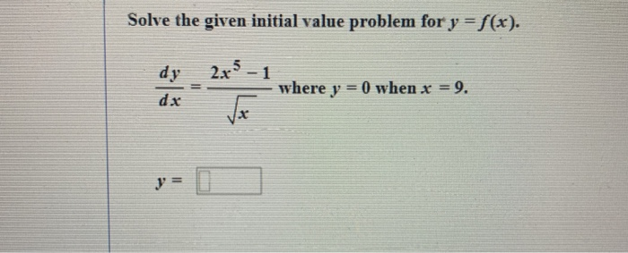 Solved Solve the given initial value problem for y = f(x). | Chegg.com