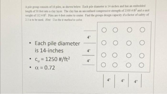 Solved A pile group consists of 16 piles, as shown below. | Chegg.com