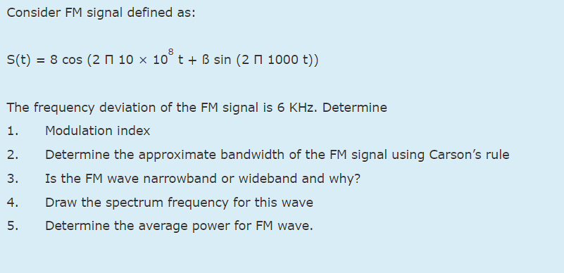 Solved Consider FM signal defined | Chegg.com