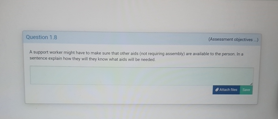 Solved Question 1.8(Assessment objectives ...)A support | Chegg.com