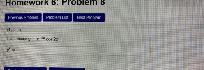 Solved Homework 6. Problem 8 Previous Problem Problem List | Chegg.com