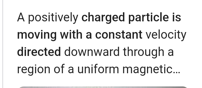 Solved A positively charged particle is moving with a | Chegg.com