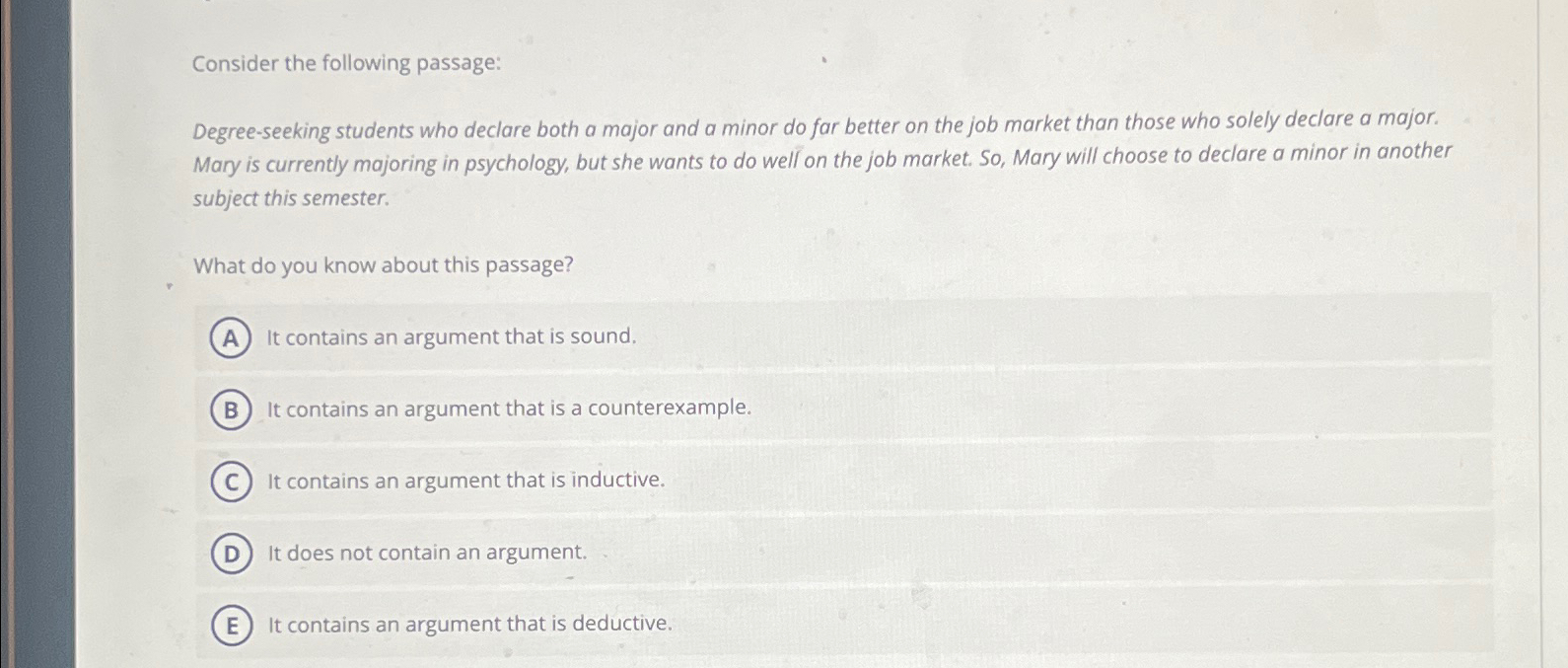 Solved Consider the following passage:Degree-seeking | Chegg.com