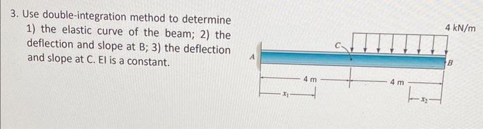 Solved 3. Use double-integration method to determine 1) the | Chegg.com