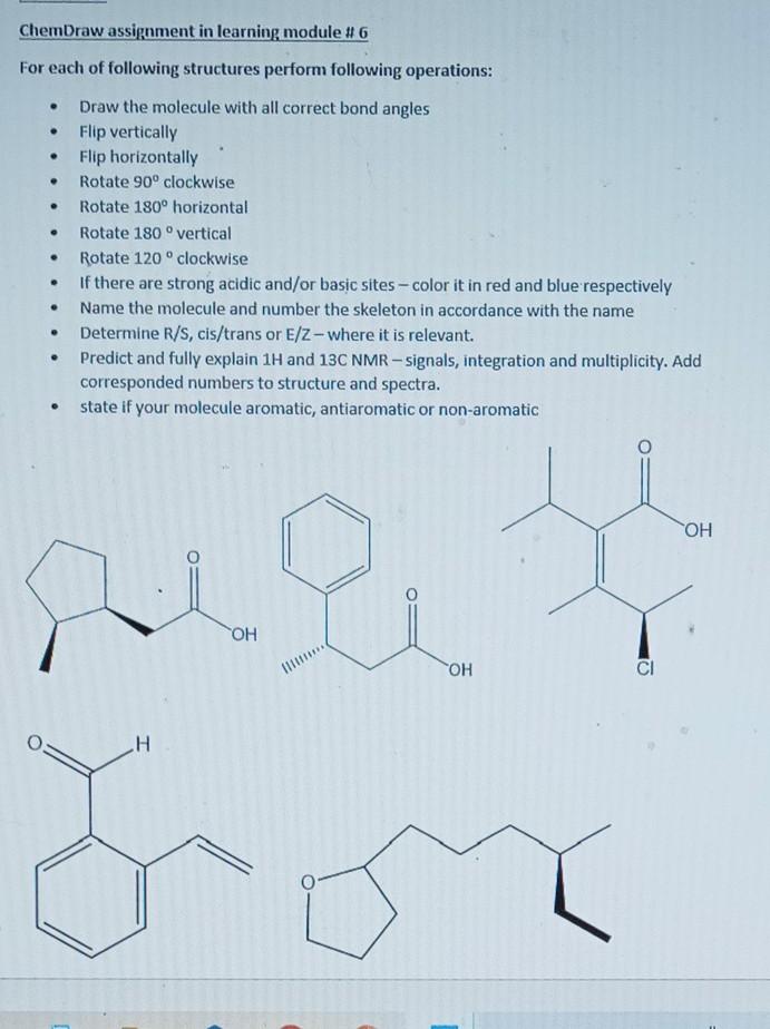 Solved ChemDraw assignment in learning module # 6 For each | Chegg.com