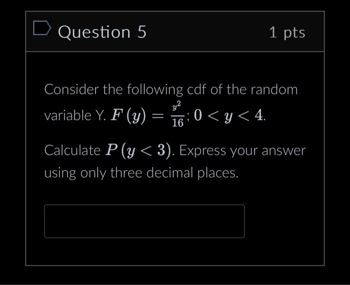 Solved Consider the following cdf of the random variable Y. | Chegg.com