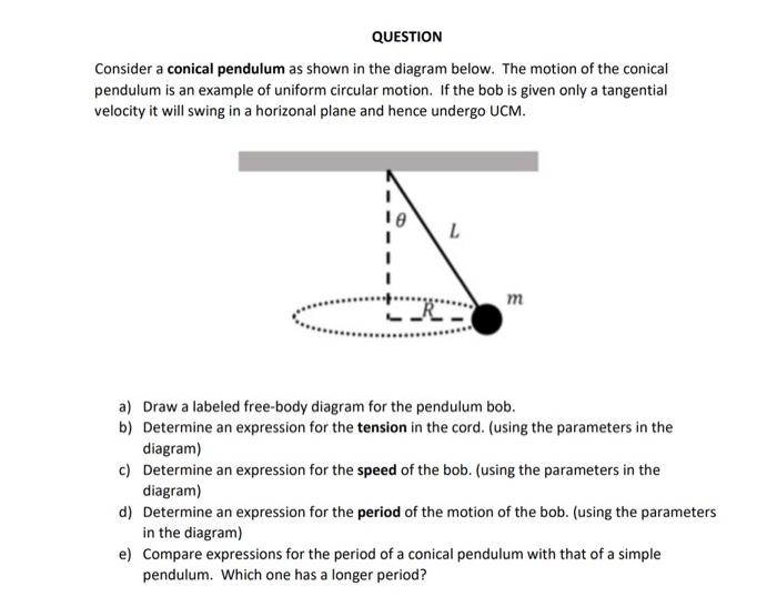 Solved Consider a conical pendulum as shown in the diagram | Chegg.com