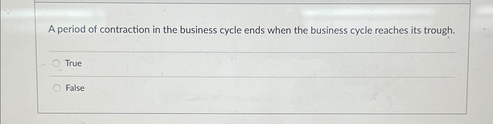 Solved A period of contraction in the business cycle ends | Chegg.com