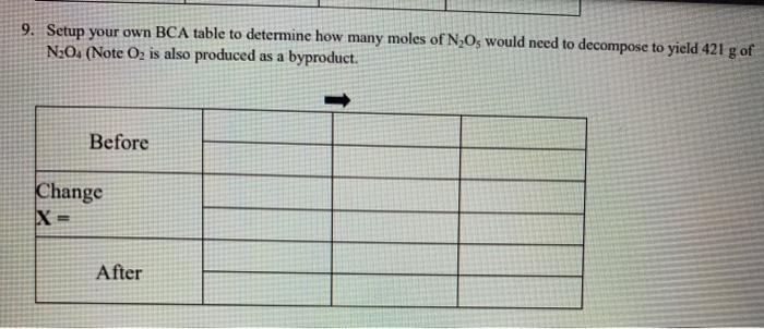 Solved 9. Setup your own BCA table to determine how many | Chegg.com