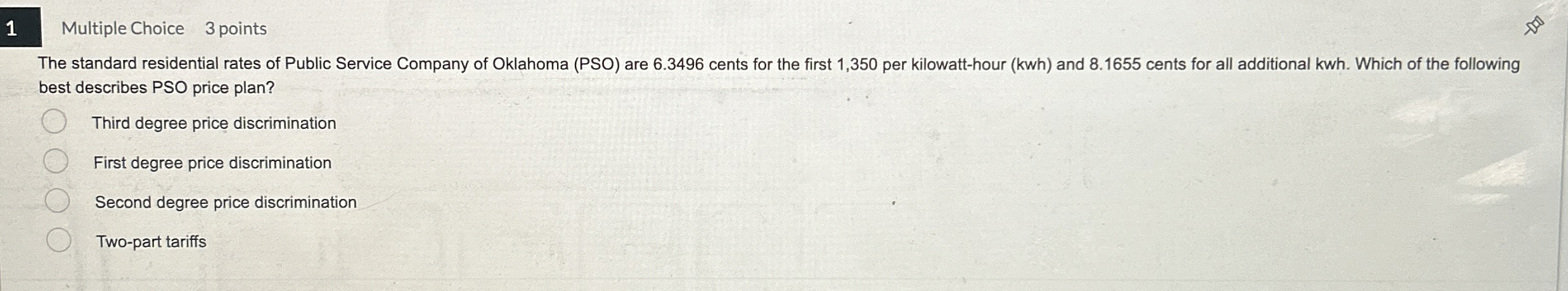 Solved 1Multiple Choice 3 ﻿pointsThe standard residential | Chegg.com