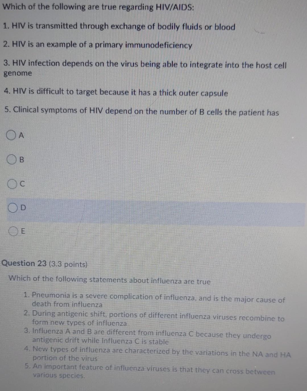 Solved Which of the following are true regarding HIV/AIDS: | Chegg.com