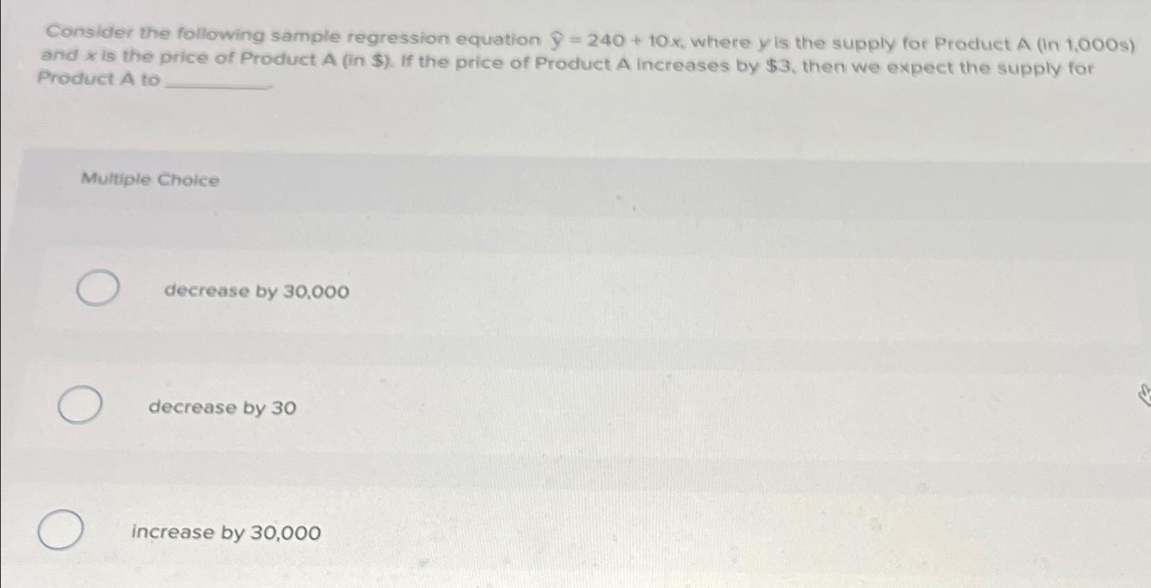 Solved Consider the following sample regression equation | Chegg.com