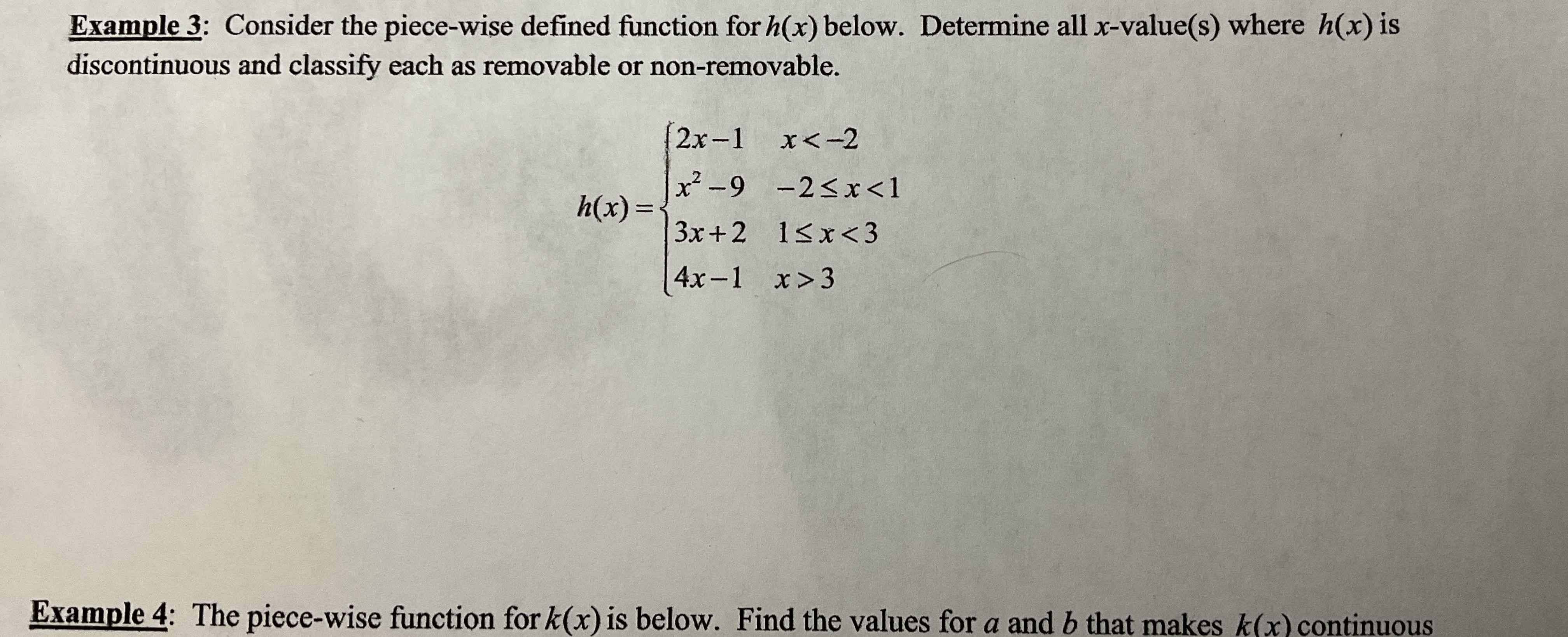 Solved Example 3: Consider the piece-wise defined function | Chegg.com