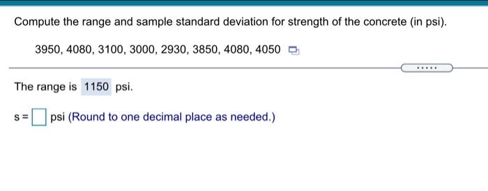 Solved Compute the range and sample standard deviation for | Chegg.com