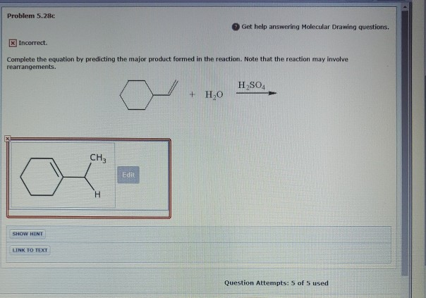 Solved Problem 5.28c Get help answering Molecular Drawing | Chegg.com