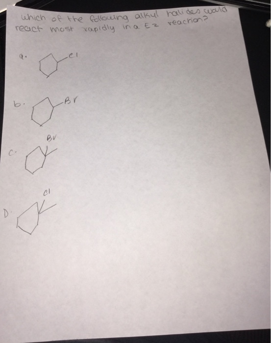 Solved which of the following alkul react most rapidly in a | Chegg.com