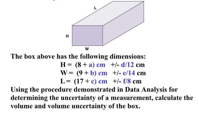 Solved The box above has the following dimensions: | Chegg.com