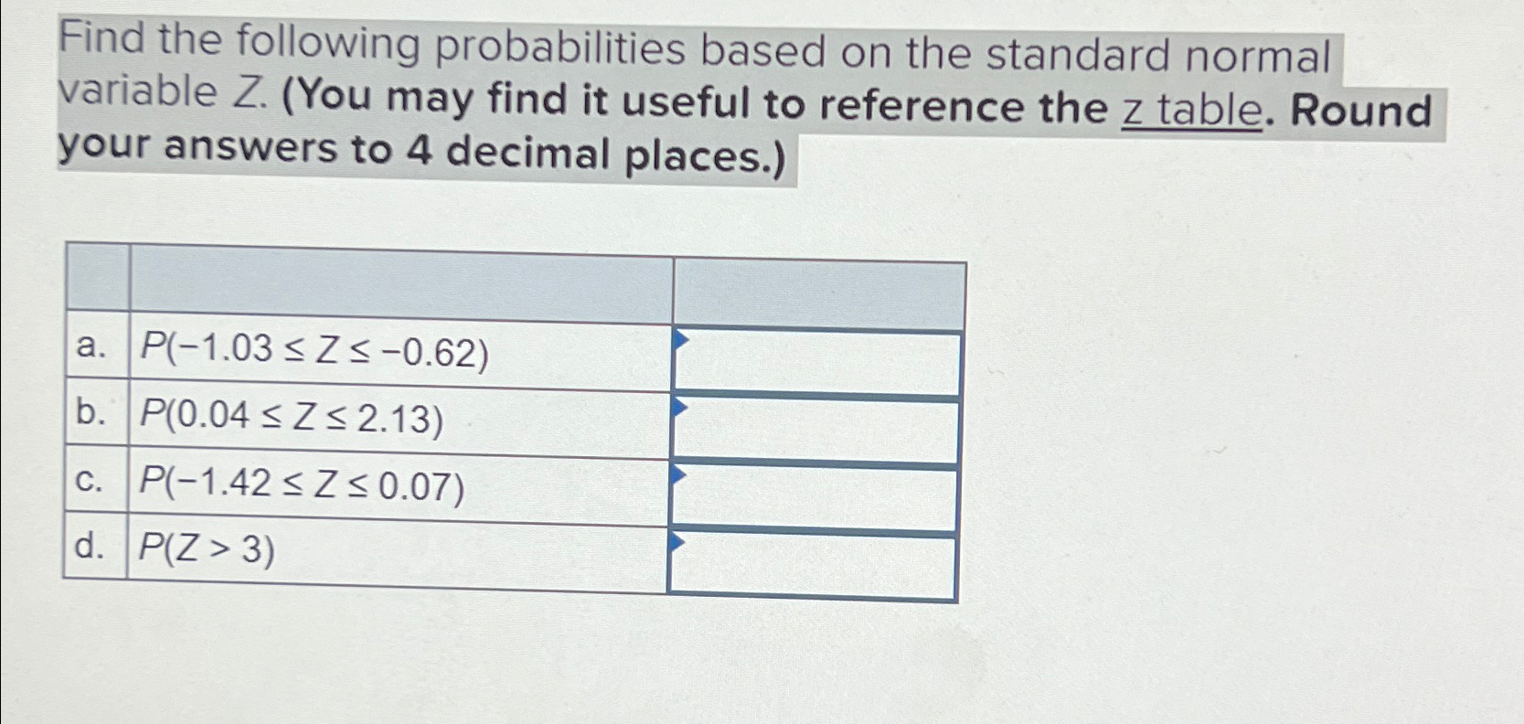 Solved Find the following probabilities based on the | Chegg.com