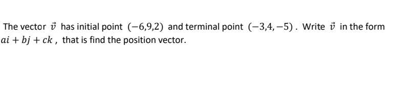 Solved The vector has initial point (-6,9,2) and terminal | Chegg.com